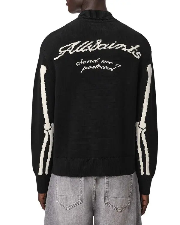 ALLSAINTS Adrian Skeleton Graphic Zip Sweater