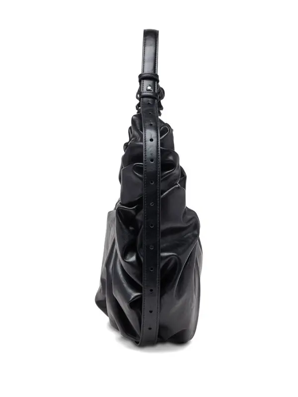 DIESEL® Large Hobo Bag With Metallic Buckle Detail - Black