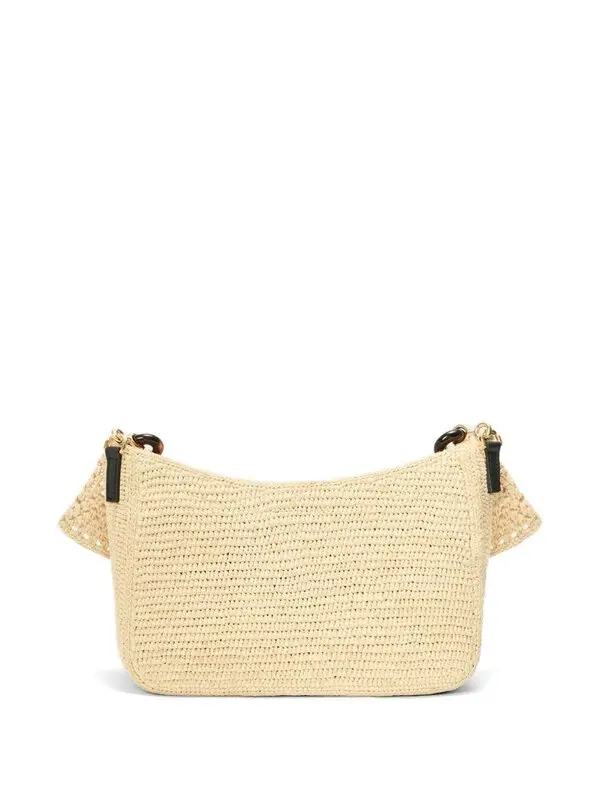 Loewe Woven Shoulder Bag With Tortoiseshell Effect Chain - Beige