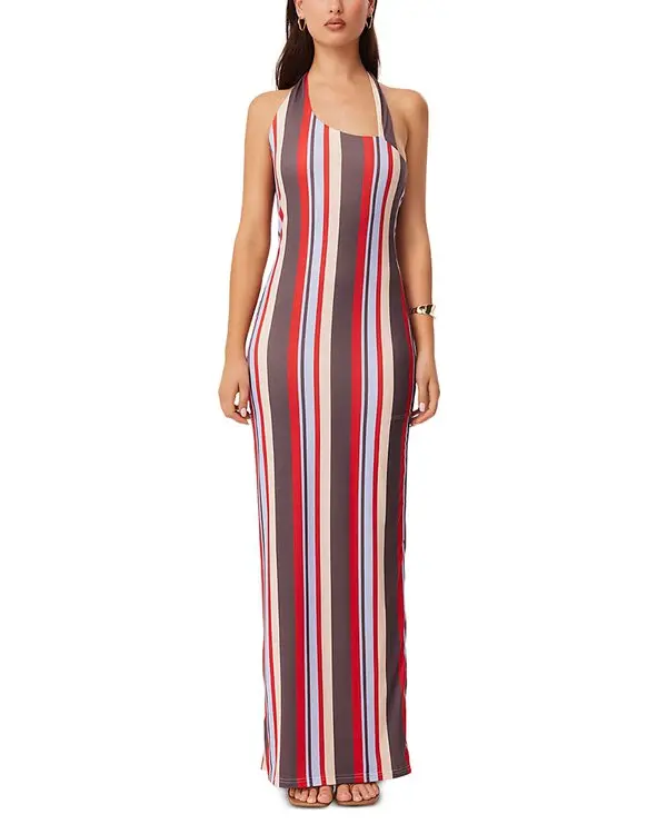 SNDYS. Sherri Asymmetrical Maxi Dress With Print - Multi Stripe