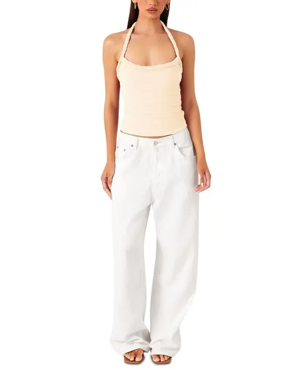 SNDYS. Gianna Ruched Halter Top - Vanilla