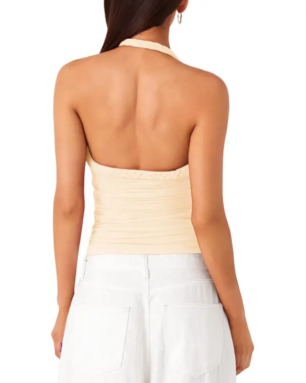 SNDYS. Gianna Ruched Halter Top - Vanilla