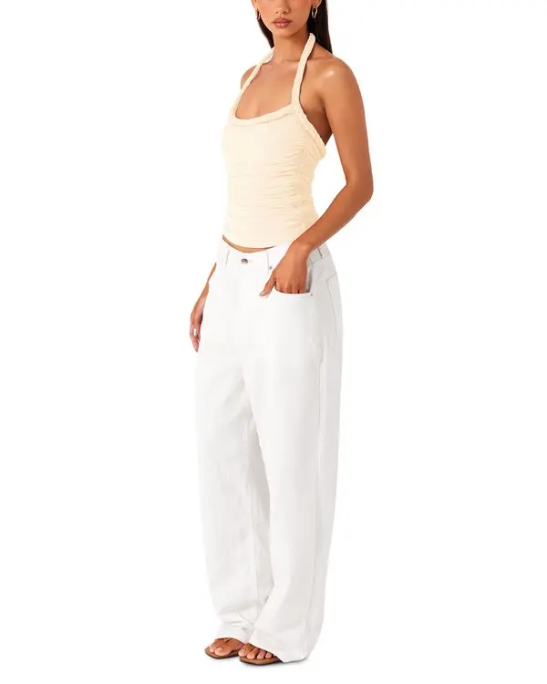SNDYS. Gianna Ruched Halter Top - Vanilla