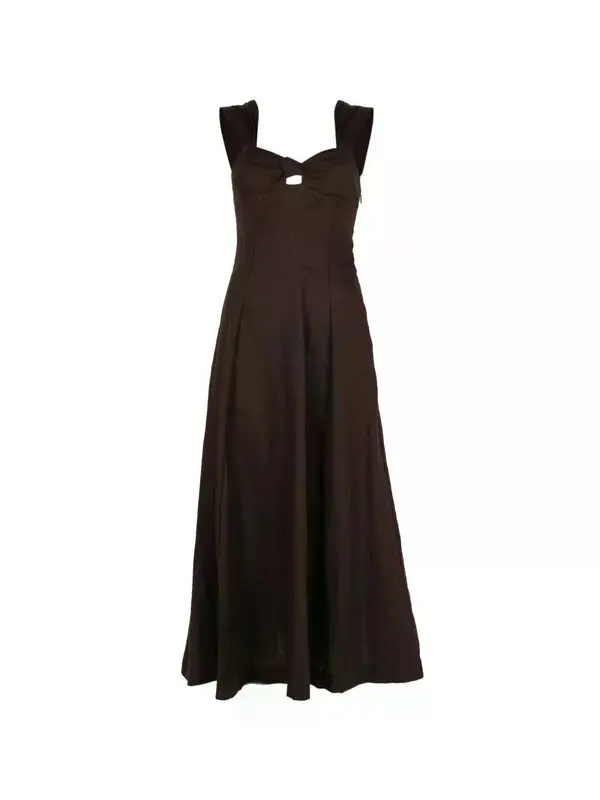 Faithfull The Brand Espresso Sweetheart Neck Midi Dress - Brown
