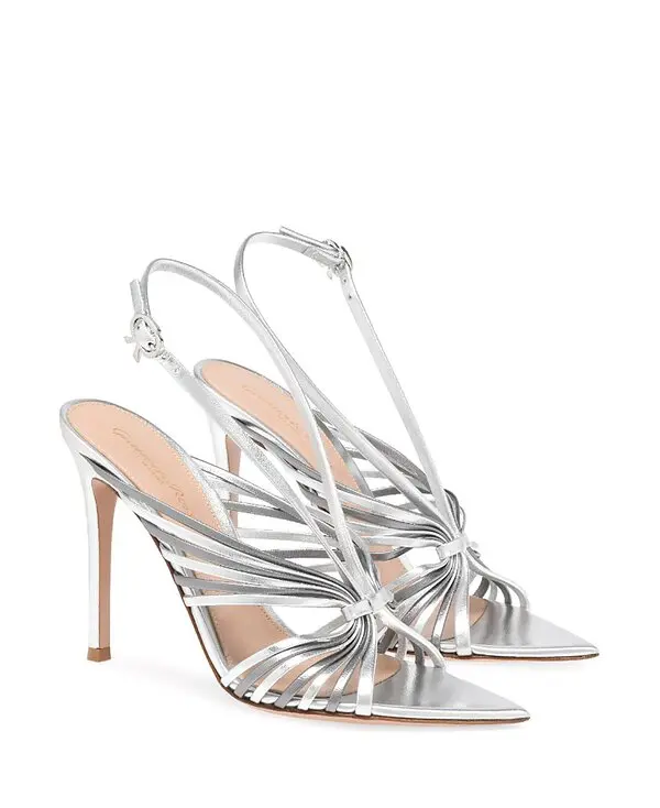 GIANVITO ROSSI Muse Sandals - Silver Lamb Leather