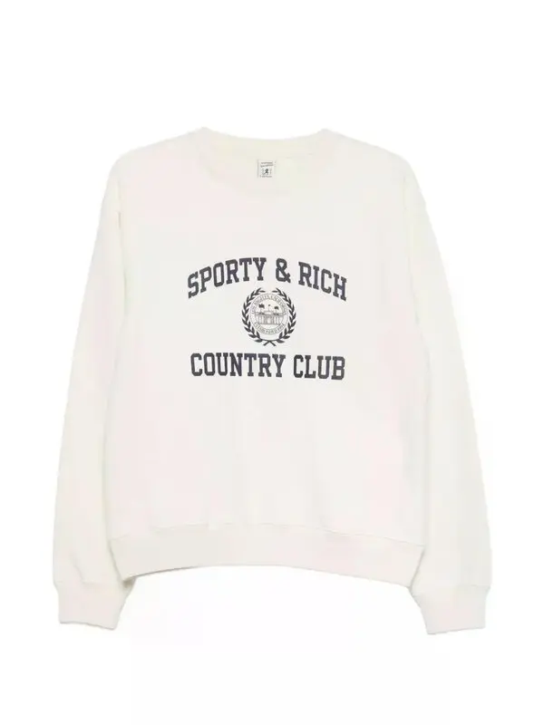 SPORTY & RICH Cotton Logo Print Sweater
