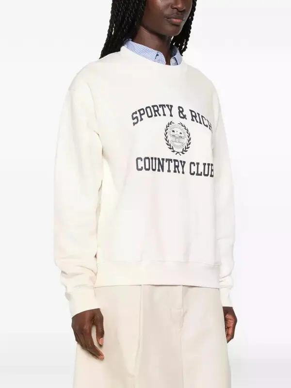 SPORTY & RICH Cotton Logo Print Sweater