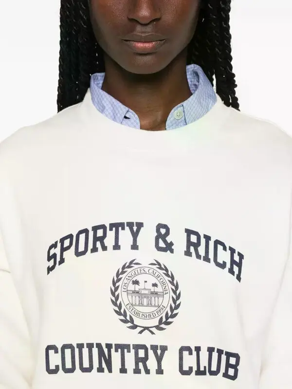 SPORTY & RICH Cotton Logo Print Sweater