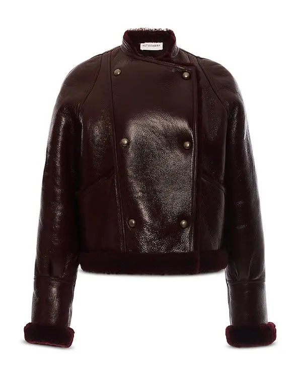 Altuzarra Kenny Leather Aviator Jacket - Deep Cherry