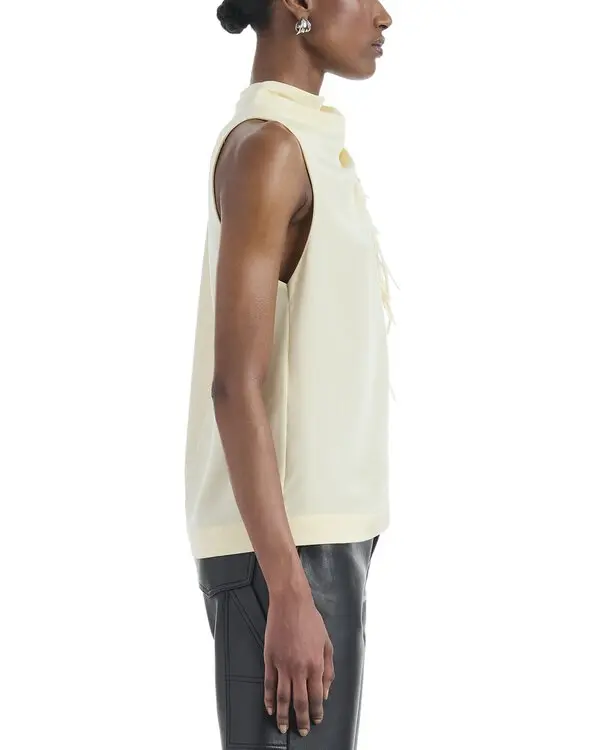 Altuzarra Alden Silk Draped Top With Fringe Detail - Macadamia