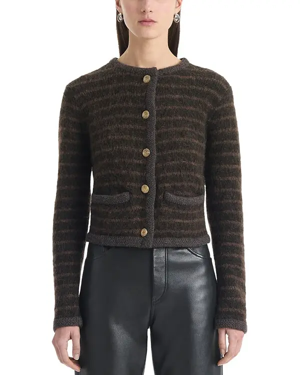 Altuzarra Mack Jacket Striped Alpaca Blend - Fudge