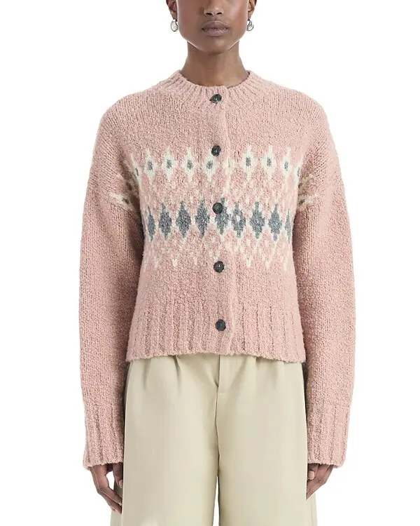 Altuzarra Haven Wool Button Front Sweater With Geometric Print