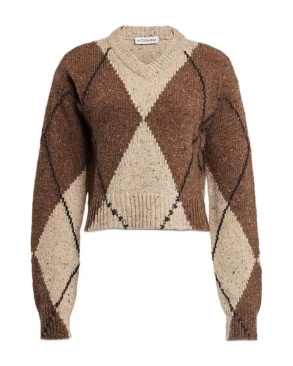 Altuzarra Argyle V-neck Sweater - Cocoa