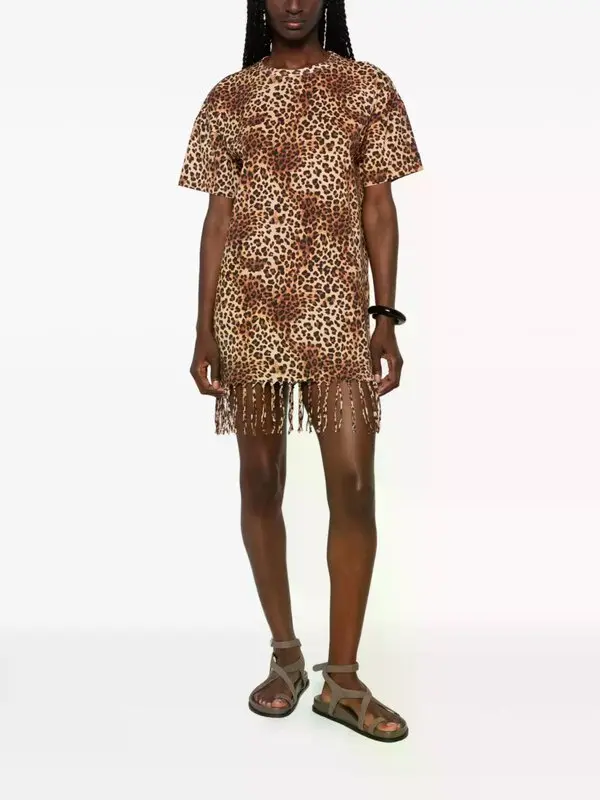 MC2 SAINT BARTH Leopard Print Mini Dress - Brown