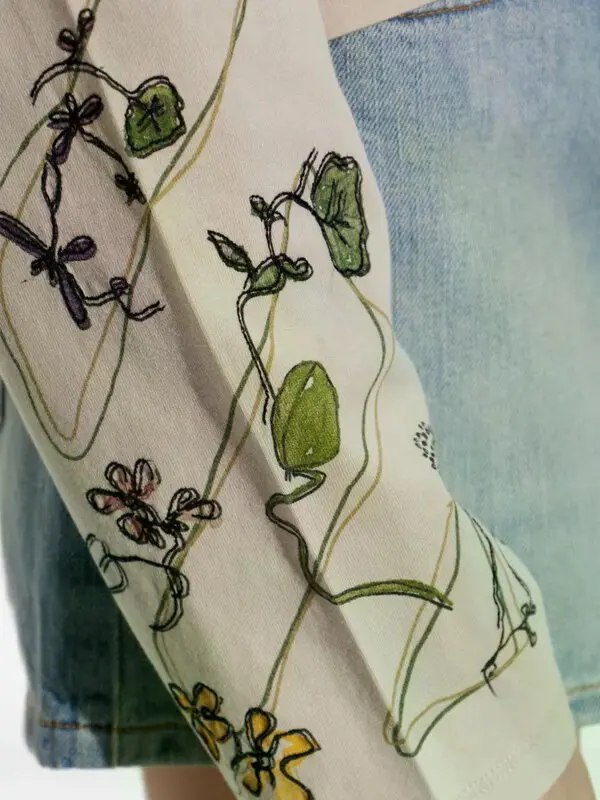 Off-White Floral Logo Embroidered T-shirt