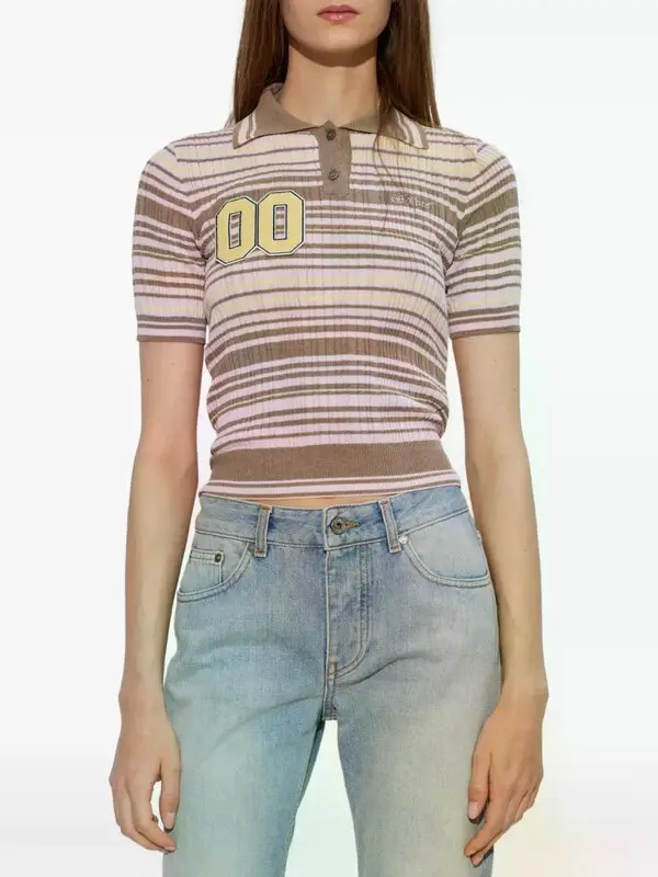 Off-White Striped Patch Detail Polo Shirt