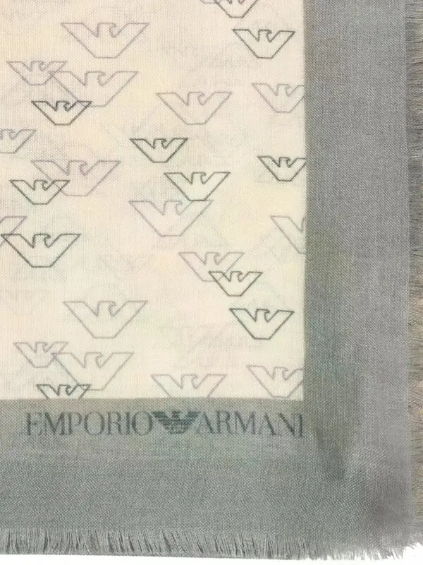 Emporio Armani Monogram-print Frayed Scarf
