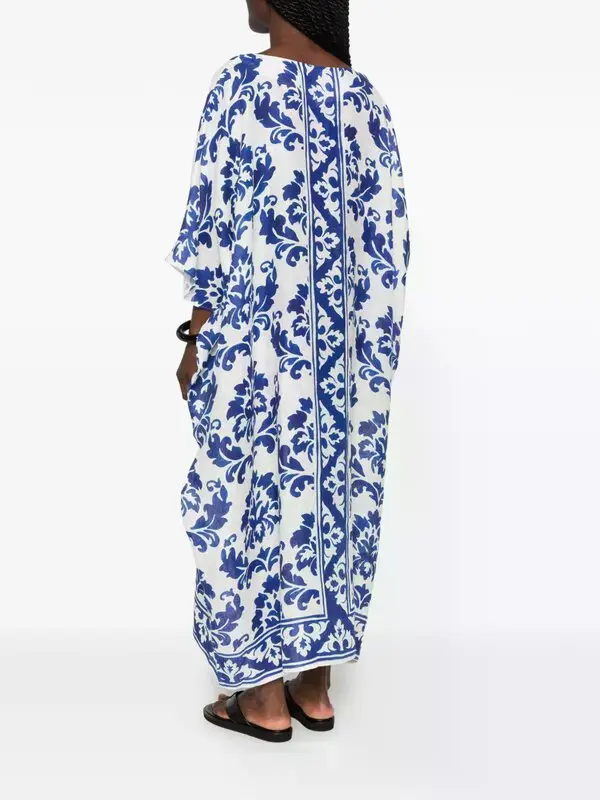 ROBERT FRIEDMAN Damask Print Kaftan Midi Dress
