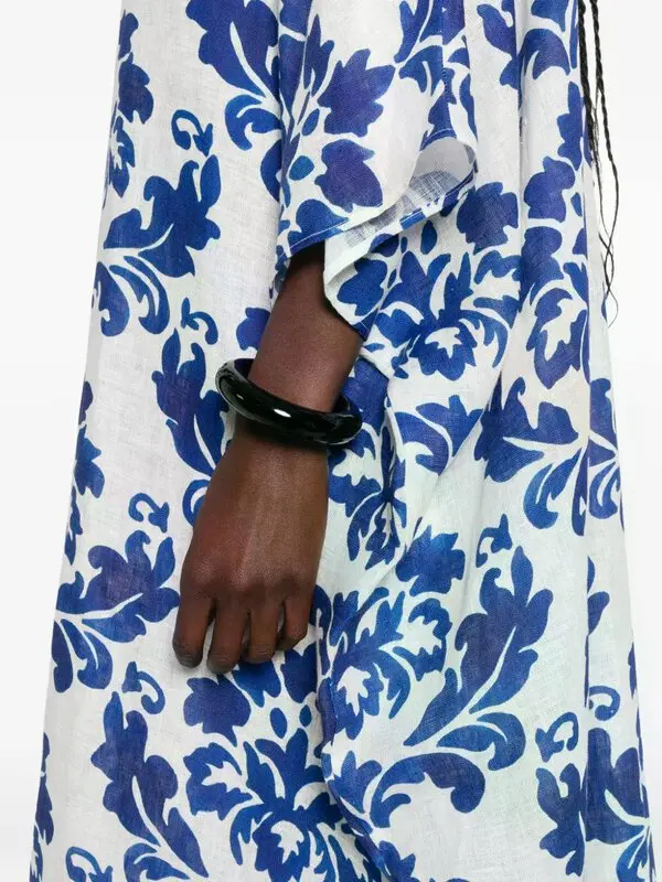 ROBERT FRIEDMAN Damask Print Kaftan Midi Dress