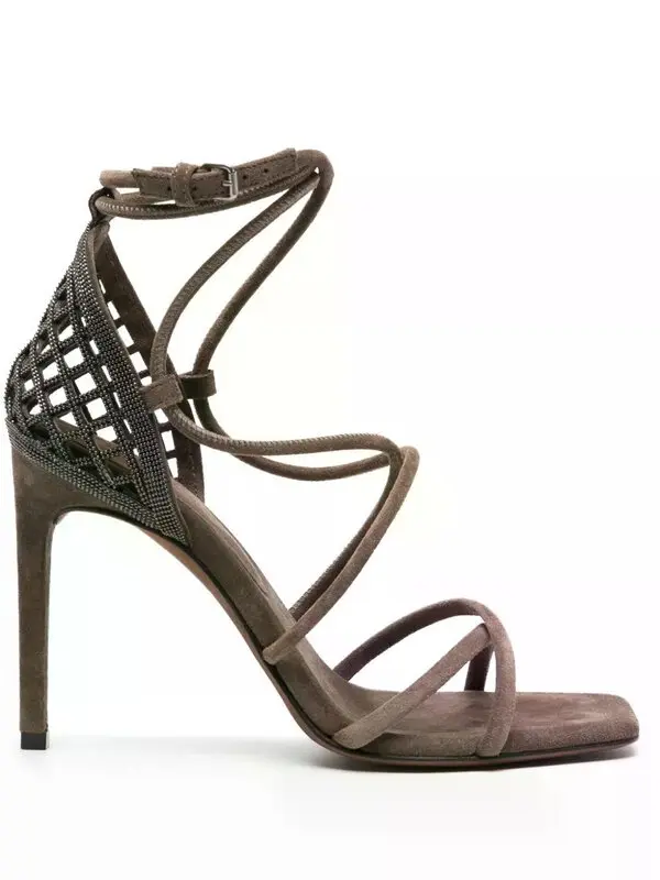 Brunello Cucinelli 110mm Monili-embellished Suede Sandals