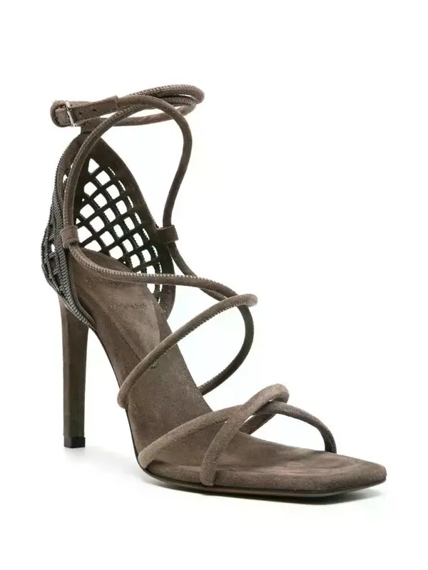 Brunello Cucinelli 110mm Monili-embellished Suede Sandals