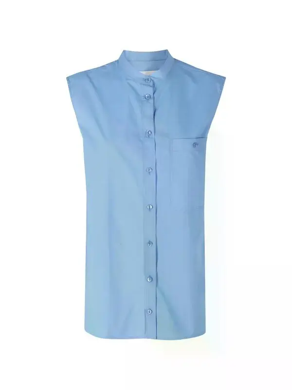 SOLOTRE Sleeveless Front Button Top With Chest Pocket