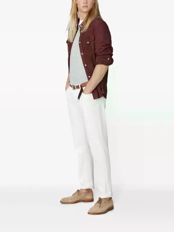 Brunello Cucinelli Long-sleeve Suede Shirt - Red