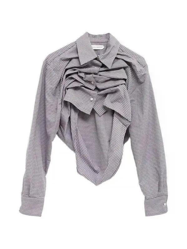 AUGUST BARRON Draped Gingham Shirt