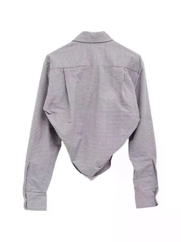 AUGUST BARRON Draped Gingham Shirt