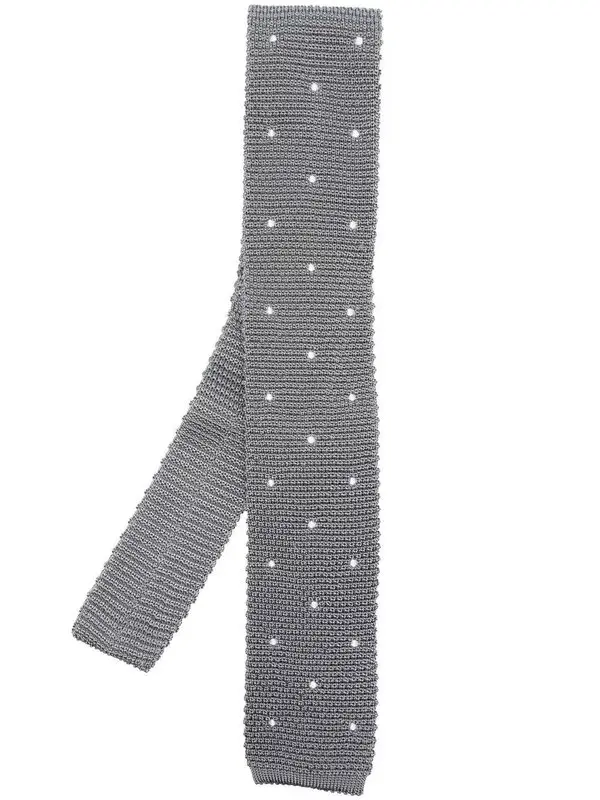 Brunello Cucinelli Long Fine-knit Tie - Grey