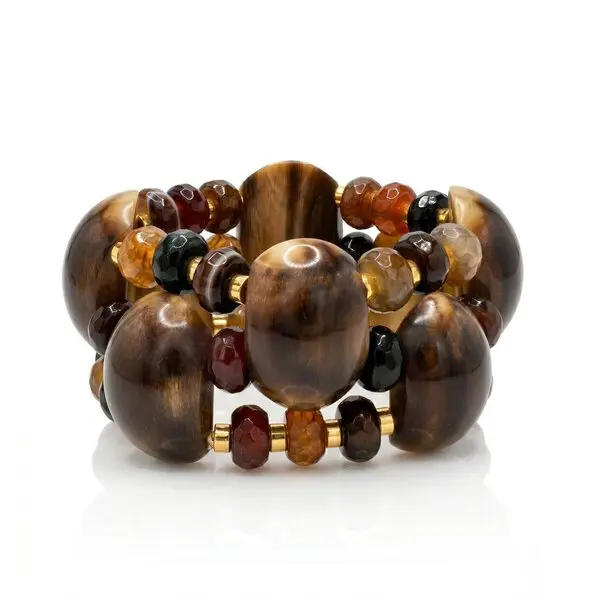 JAREDJAMIN Gaia Horn And Agate Beaded Bracelet - Brown