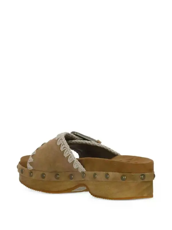 Mou Stud-embellished Crochet-trim Sandals