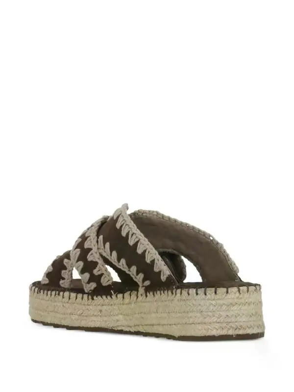 Mou Crochet-trimmed Suede Platform Sandals