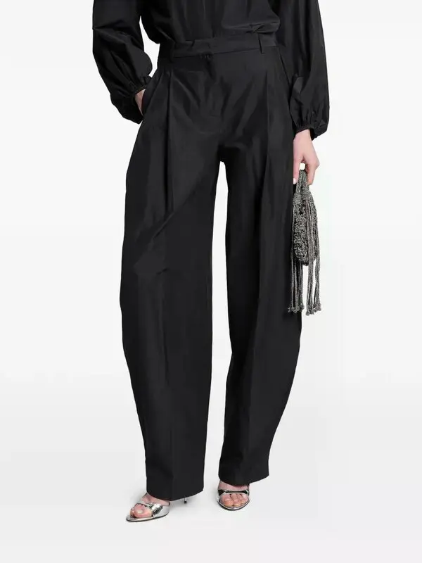 Andamane The Attico Tracy Pleated Wide-leg Trousers - Black