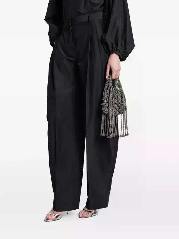 Andamane The Attico Tracy Pleated Wide-leg Trousers - Black