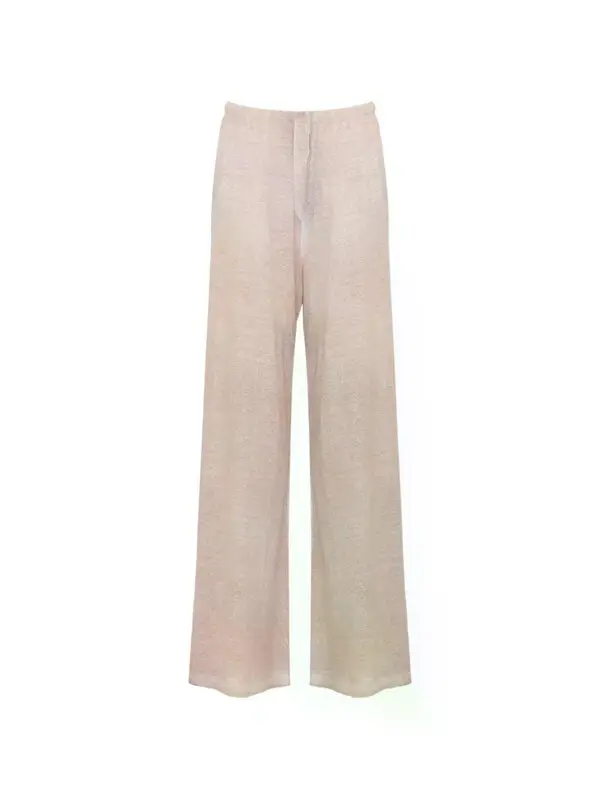 Avant Toi Beige Linen Metallic Finish Palazzo Pants
