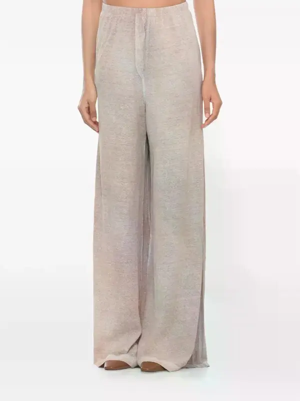 Avant Toi Beige Linen Metallic Finish Palazzo Pants