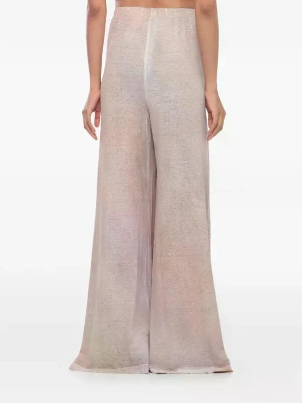 Avant Toi Beige Linen Metallic Finish Palazzo Pants