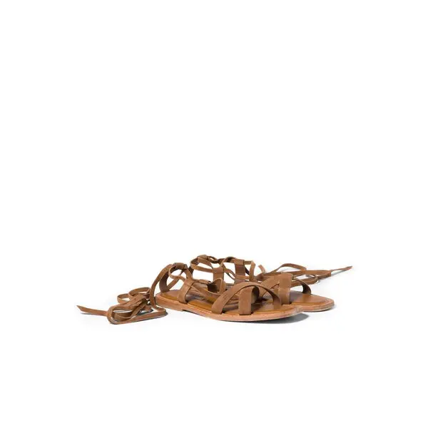Miu Miu Suede Sandals With Tie Fastening - Cocoa Brown