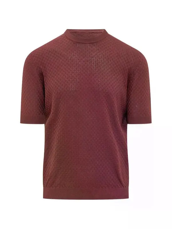 FILIPPO DE LAURENTIIS Checkerboard-knit Short-sleeve Sweater