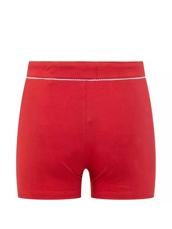 MARINE SERRE Ribbed-knit Drawstring Mini Shorts - Red
