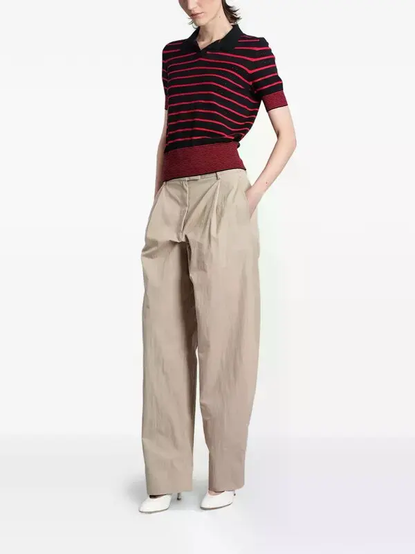 Magda Butrym Striped Pointelle-knit Polo Shirt