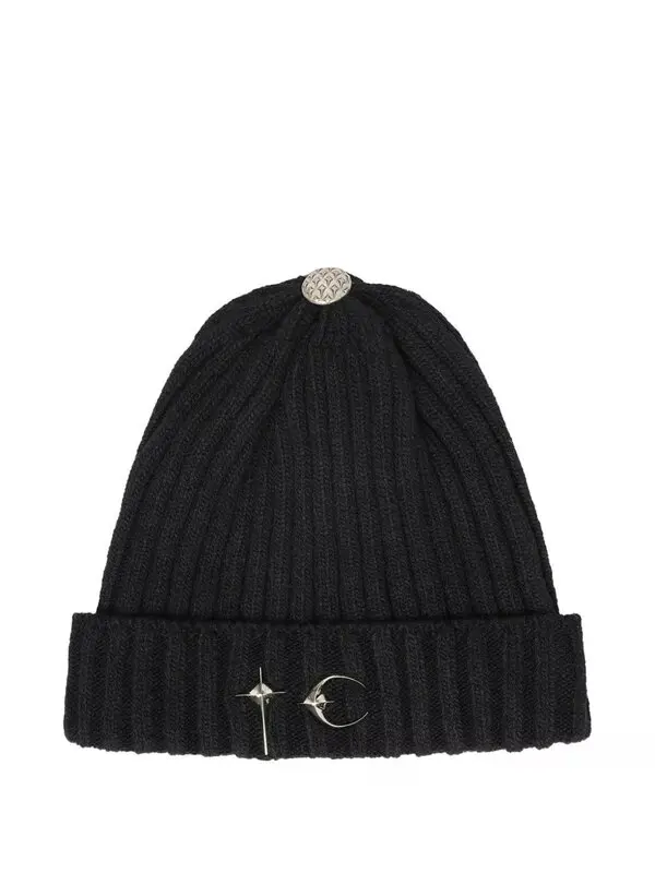 THUG CLUB Embroidered Ribbed-knit Beanie Hat - Black