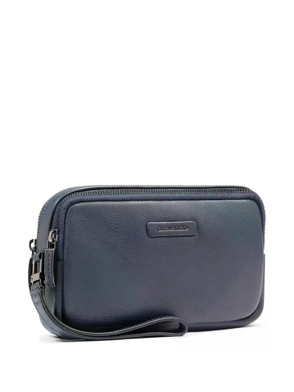 PIQUADRO Grained Leather Clutch Bag - Blue