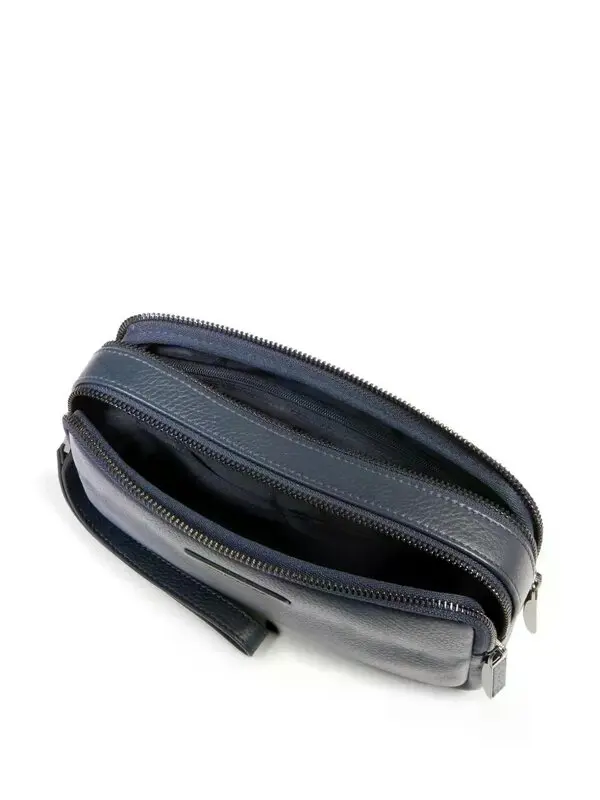 PIQUADRO Grained Leather Clutch Bag - Blue