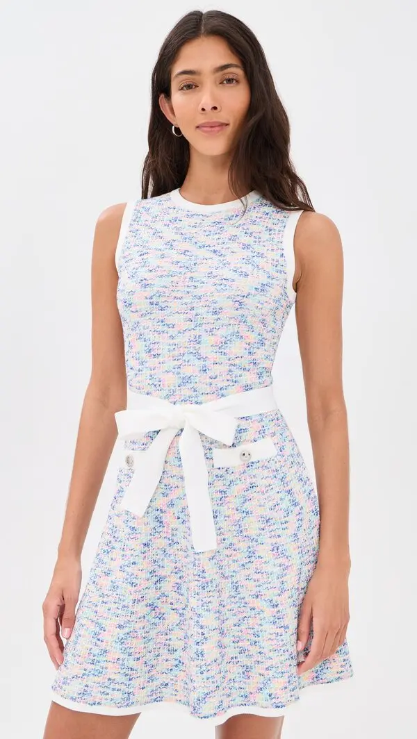 Shoshanna Textured Knit Sleeveless Mini Dress With Belt