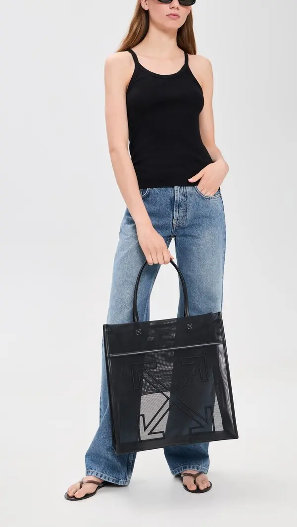 Off-White Mesh Market Tote Bag - Black