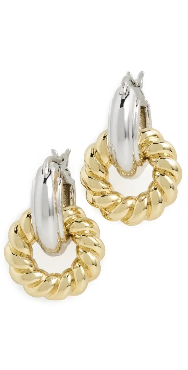 LUV AJ Two-tone Rope Interlock Hoop Earrings - Silver