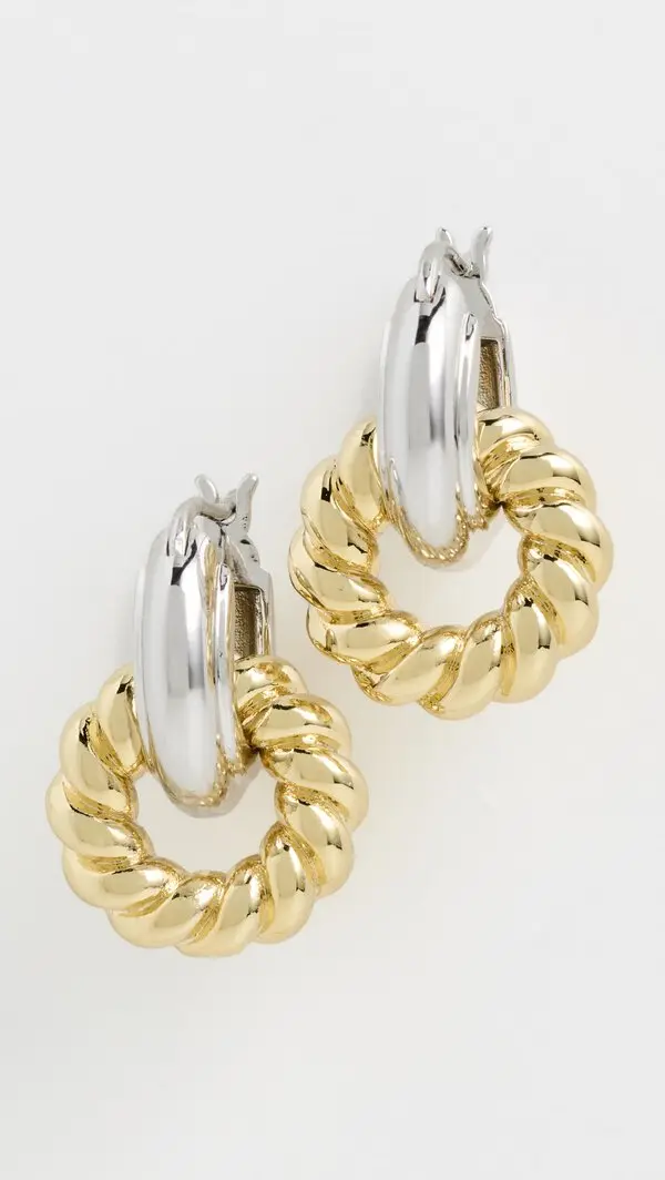 LUV AJ Two-tone Rope Interlock Hoop Earrings - Silver
