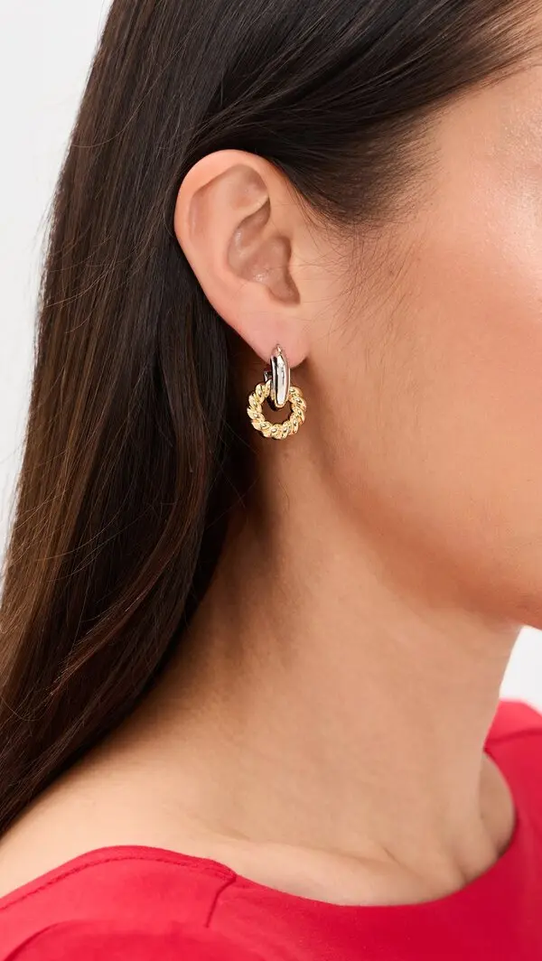 LUV AJ Two-tone Rope Interlock Hoop Earrings - Silver